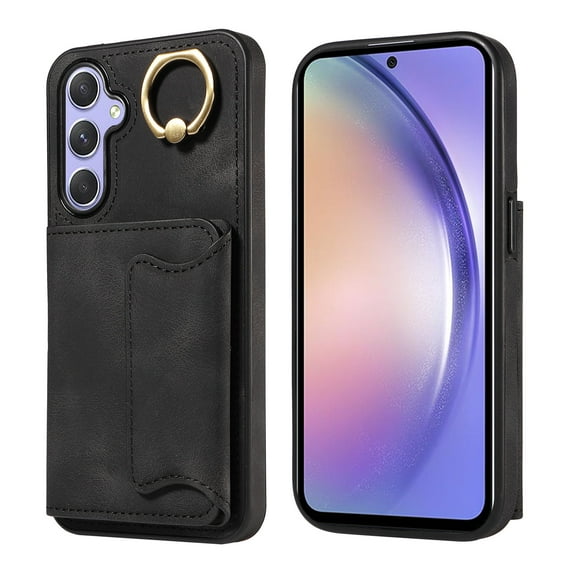 Case for Samsung Galaxy A54, PU Leather 3 Card Slots with Finger Ring ...