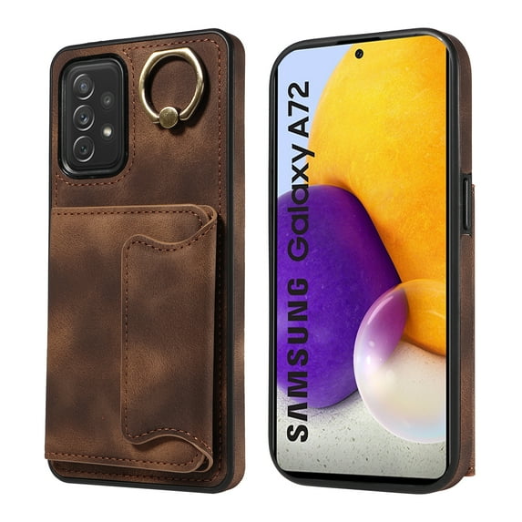 Case for Samsung Galaxy A72 4G, PU Leather 3 Card Slots with Finger ...