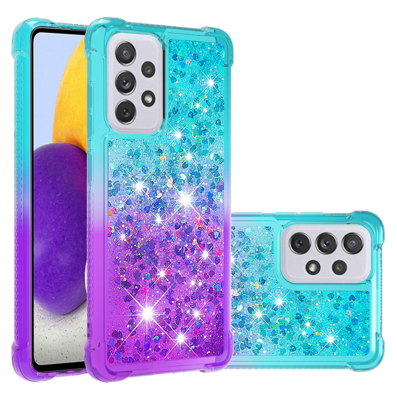 Case for Samsung Galaxy A73 5G Liquid Glitter Funny Bling Shiny Crystal Flowing Sparkle Moving ...