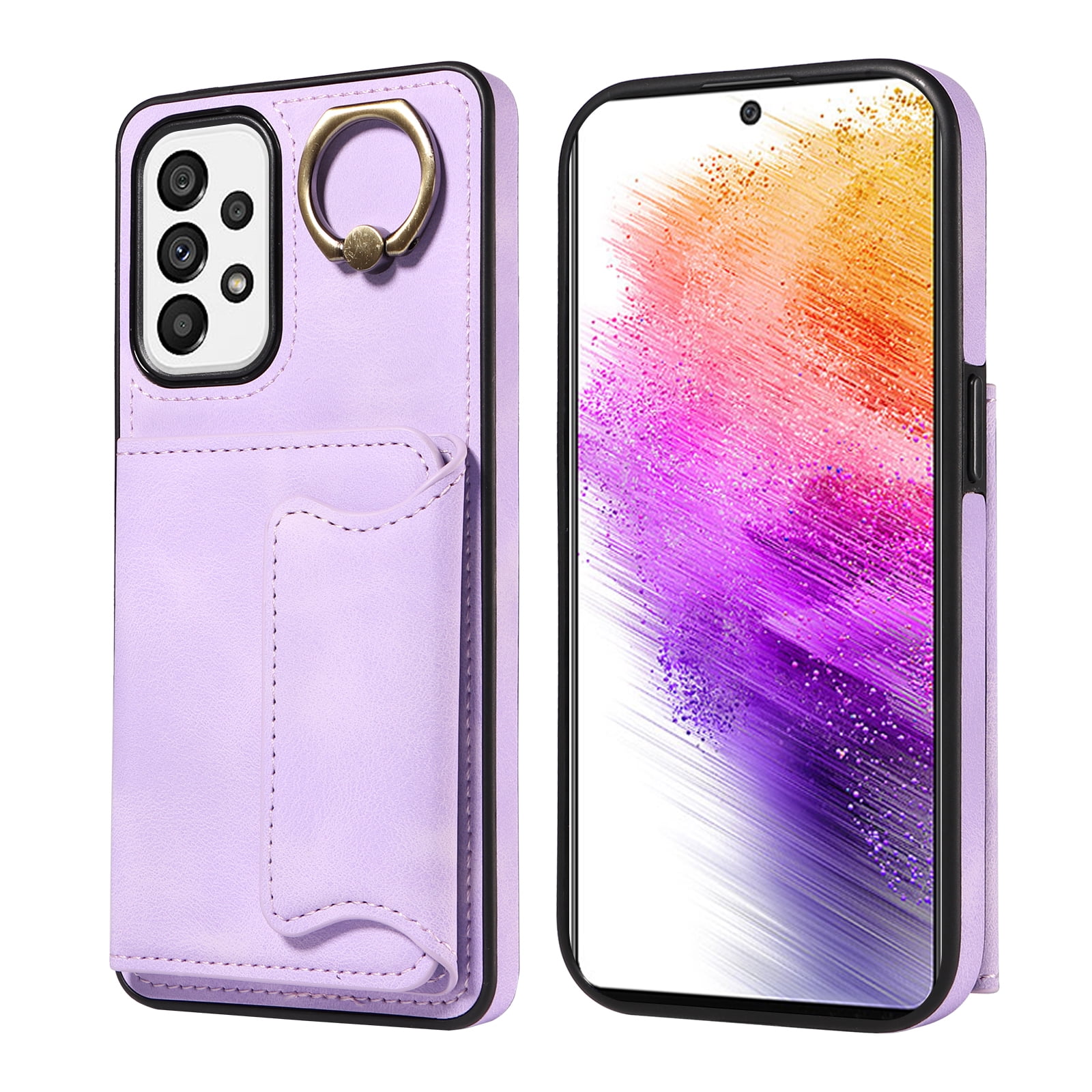 Case for Samsung Galaxy A73 5G, PU Leather 3 Card Slots with Finger ...