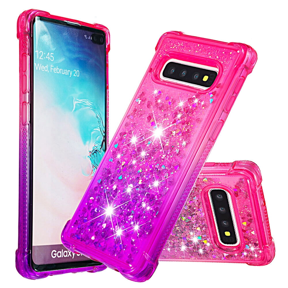 Case for Samsung Galaxy S10 Plus Liquid Glitter Funny Bling Shiny Crystal Flowing Sparkle Moving ...