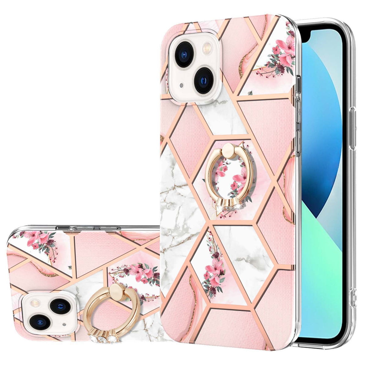 Case for Samsung M13 5G protective case, IMD Marble Flowers Pattern ...