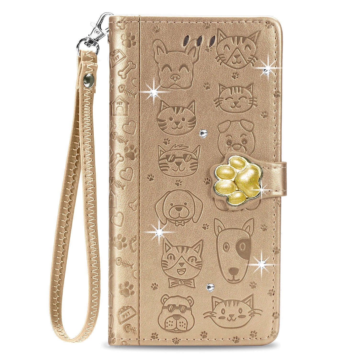 Case for Samsung S20 Plus Wallet case, cute cat and dog cartoon style, with card slot holder, PU ...