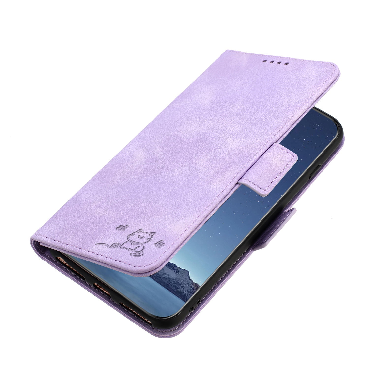 Case for Samsung S23FE 5G Wallet screen protector, leather protector, embossed cat magnetic card ...