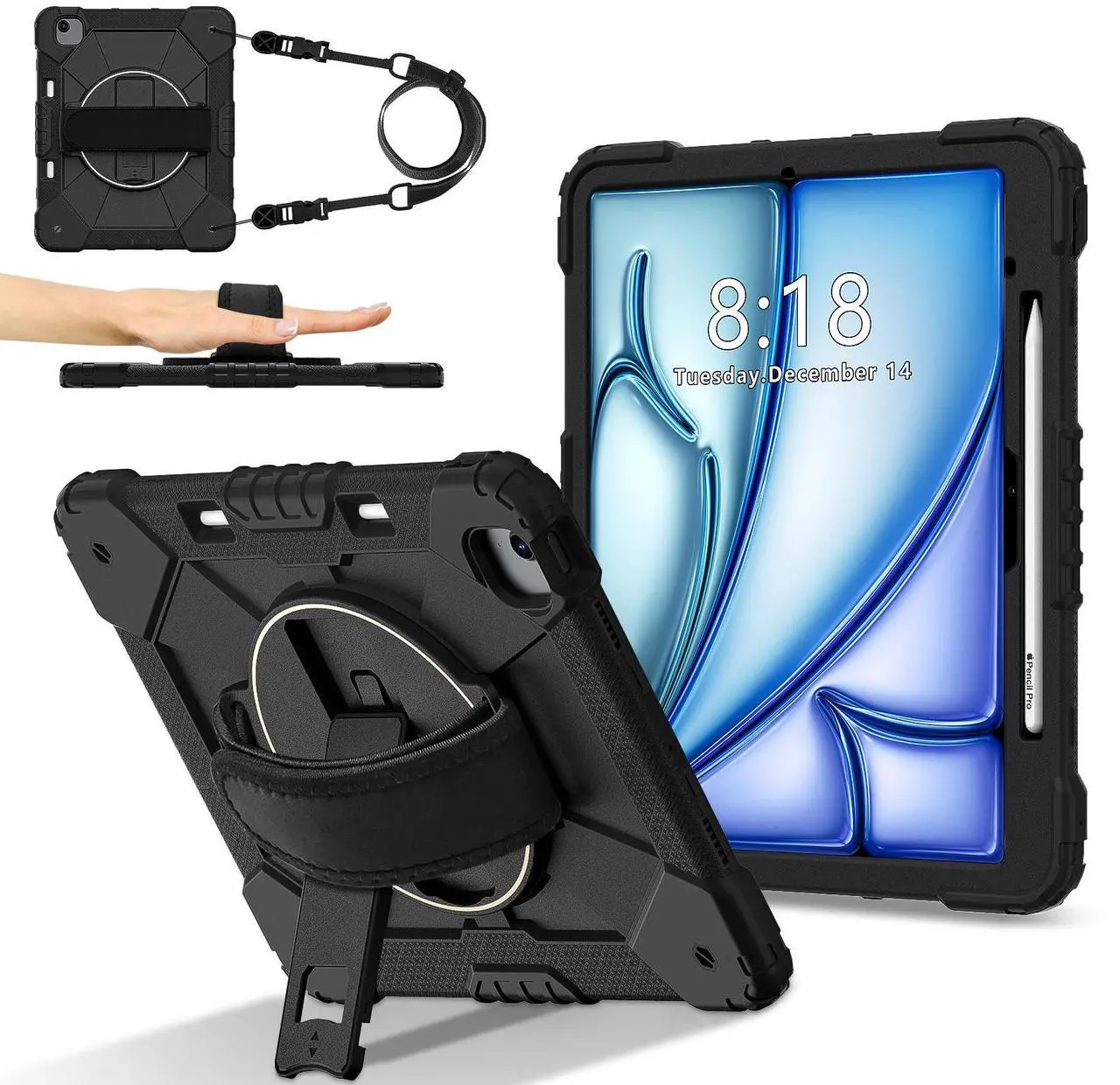 Case for iPad Air 13 Inch M3/M2 2025/2024 with Rotating Stand Pencil ...