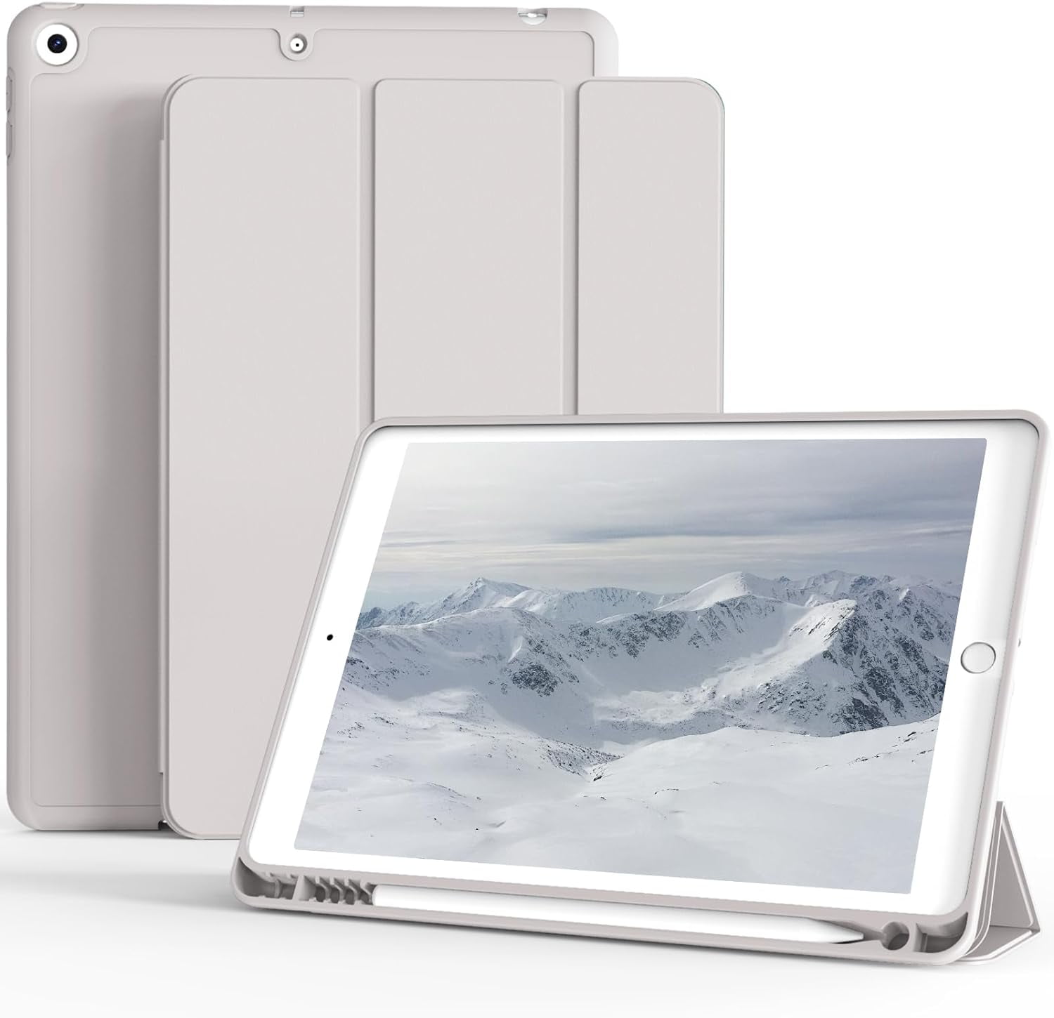 Case for iPad with Pencil Holder, [Auto Sleep/Wake] Soft Back Trifold ...