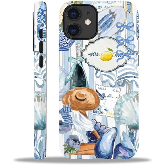 Case for iPhone 11,Blue Summer Coast Shell Stripe Collage Exquisitely ...