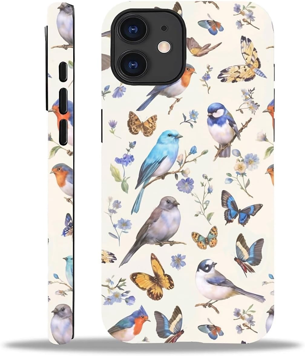 Case for iPhone 11,Butterfly Bird Exquisitely Pattern Double Protective ...