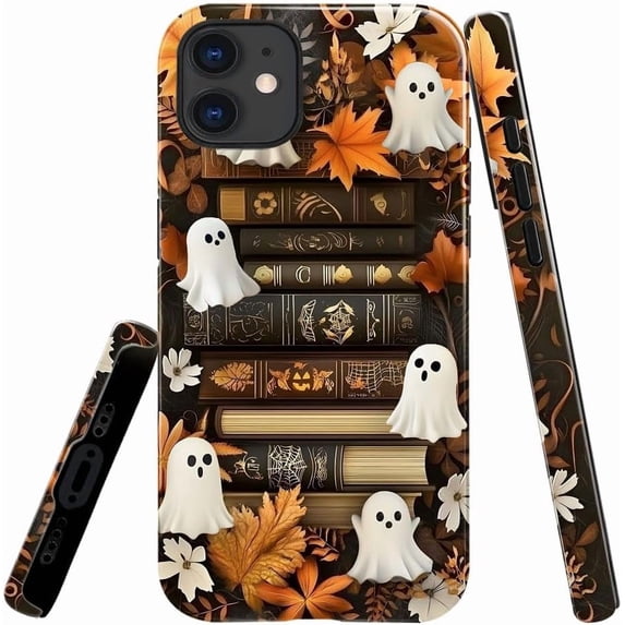 Case for iPhone 11, Fall Ghosts Bookshelf Autumn Phone Case Slim ...