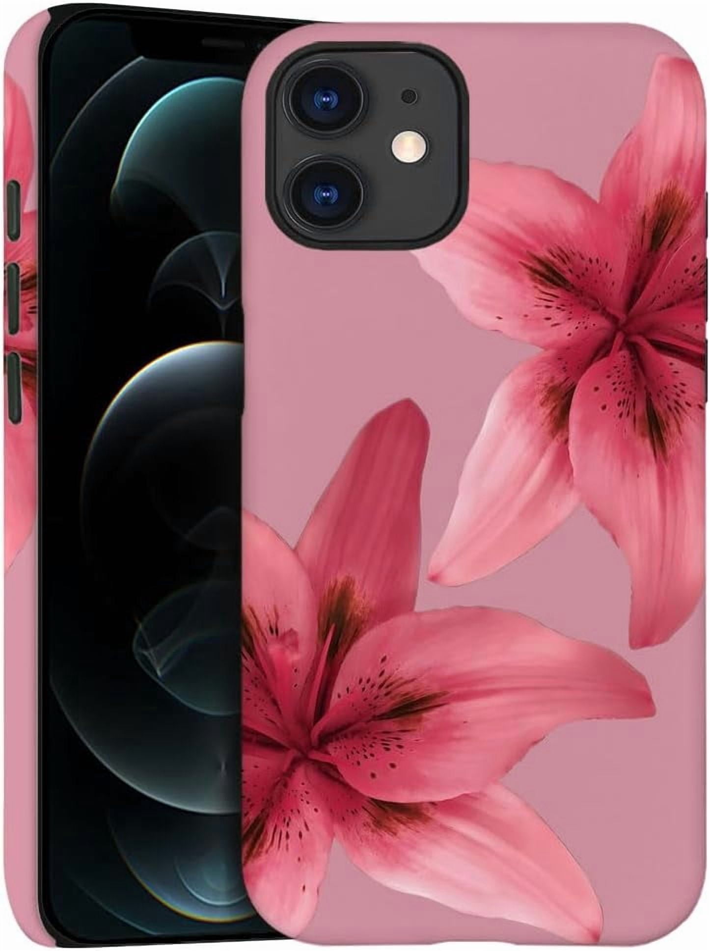 Case for iPhone 11, Flower Pink Lily Phone Case Slim Silicone ...