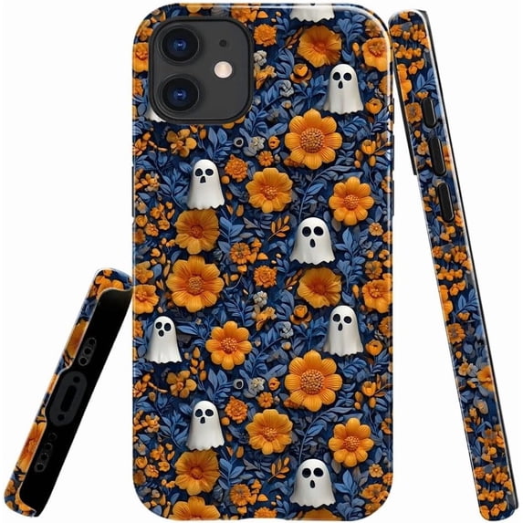 Case for iPhone 11, Halloween Ghosts in Flowers Phone Case Slim ...