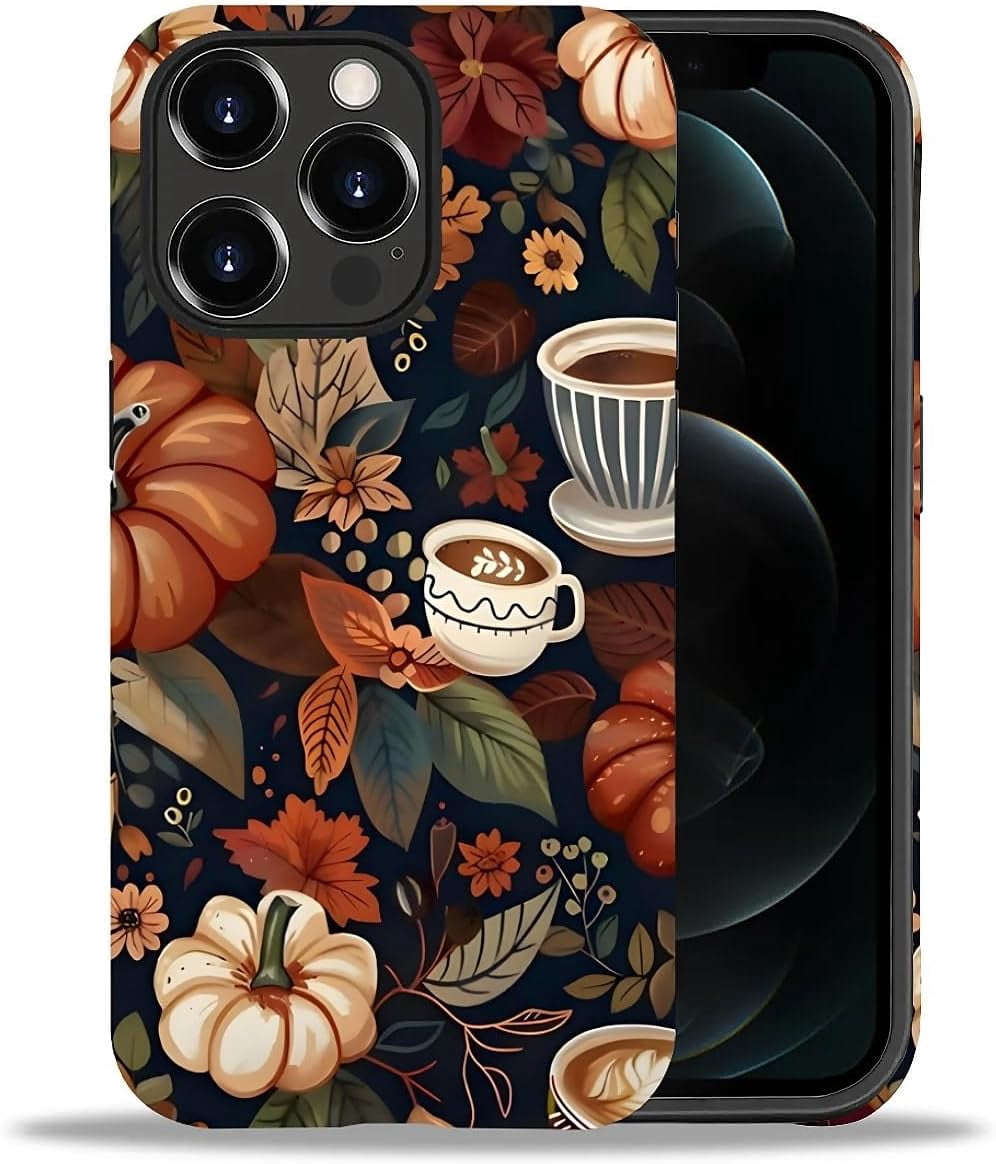 Case for iPhone 12/12Pro,Fall Coffee Leaves Pumpkins Exquisitely ...