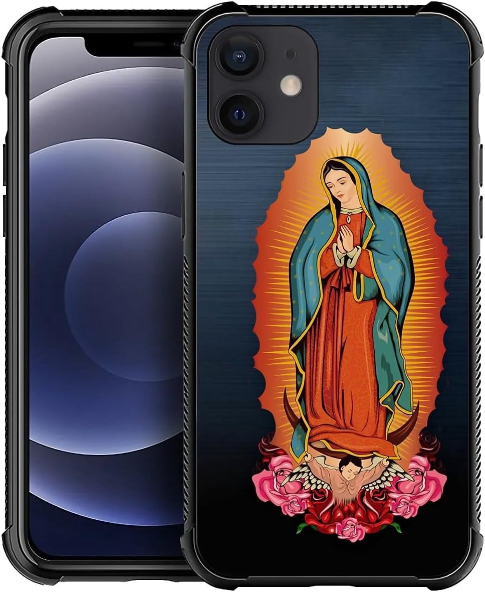 Case for iPhone 12 Mini Case, Red Virgen Guadalupe Pattern Made of Soft ...