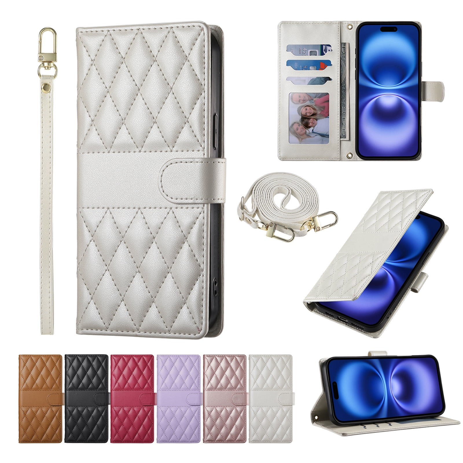 Case for iPhone 12 Mini wallet wrist strap shoulder strap multi card ...