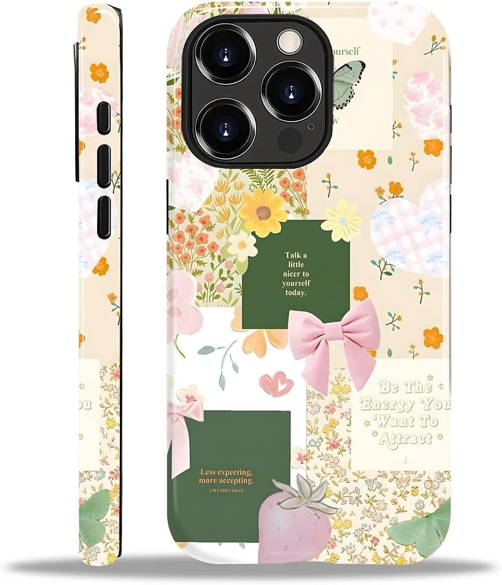 Case for iPhone 12 Pro Max,Love Bow Collage Exquisitely Pattern Double ...