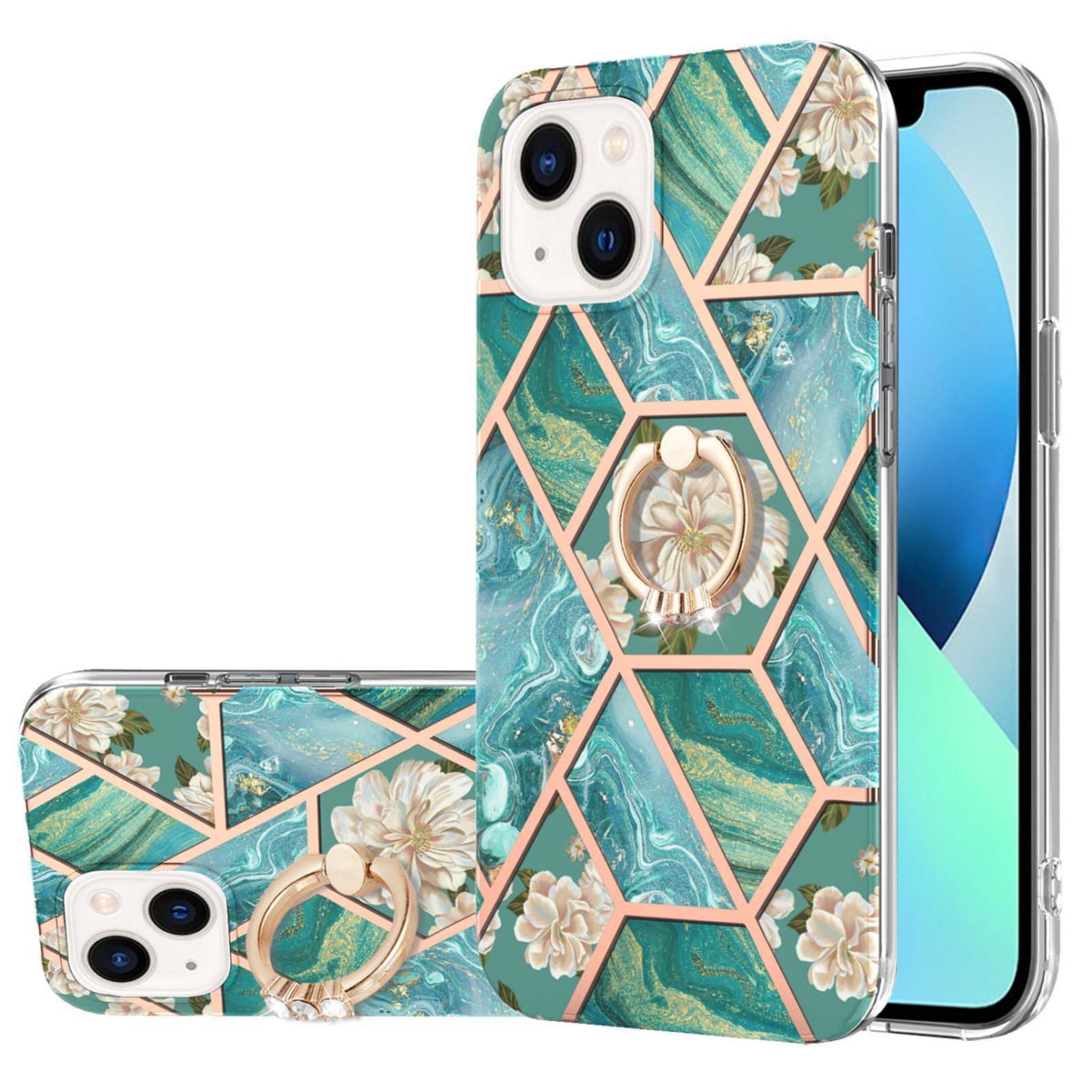 Case for iPhone 12 Pro protective case, IMD Marble Flowers Pattern with ...