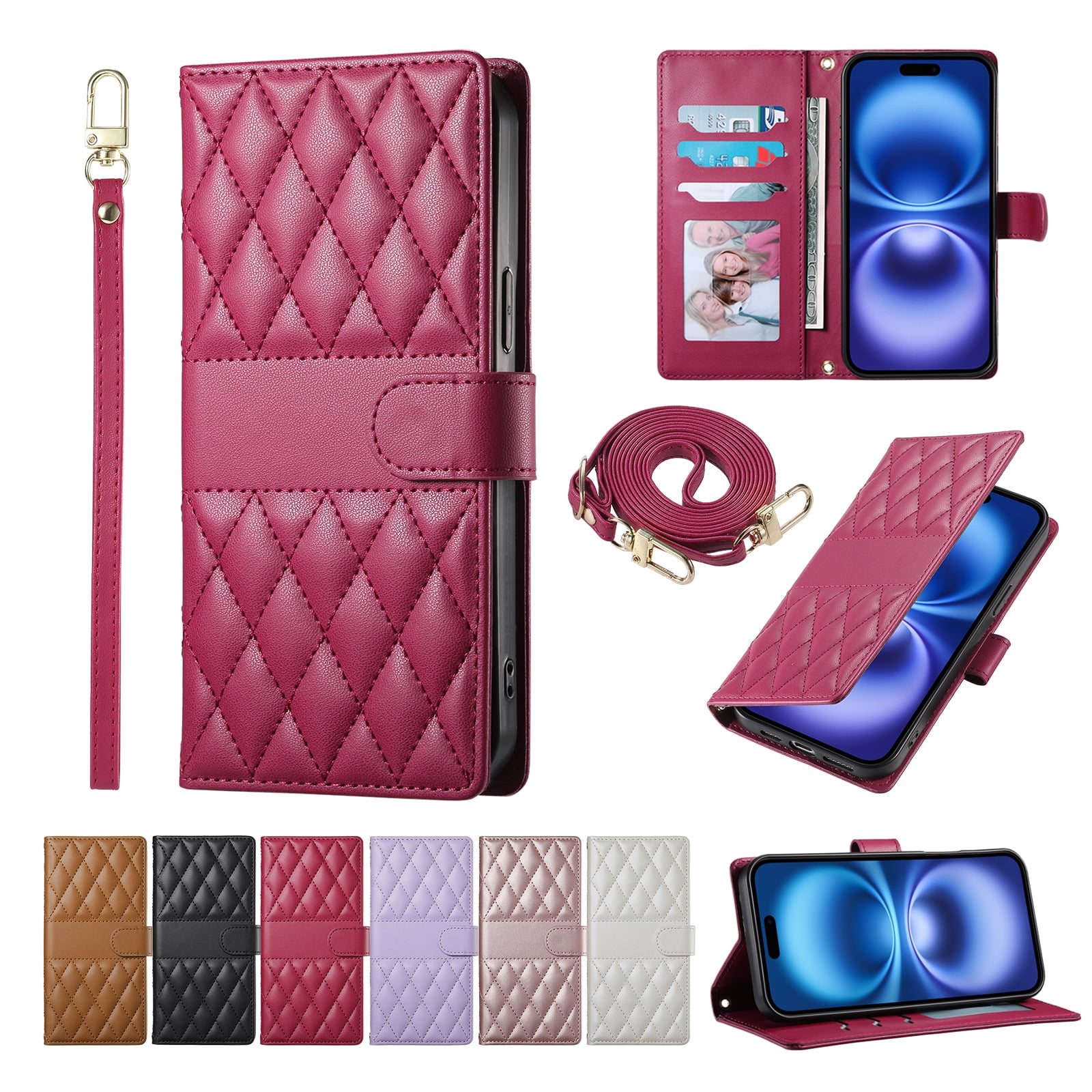 Case for iPhone 13 Mini wallet wrist strap shoulder strap multi card ...