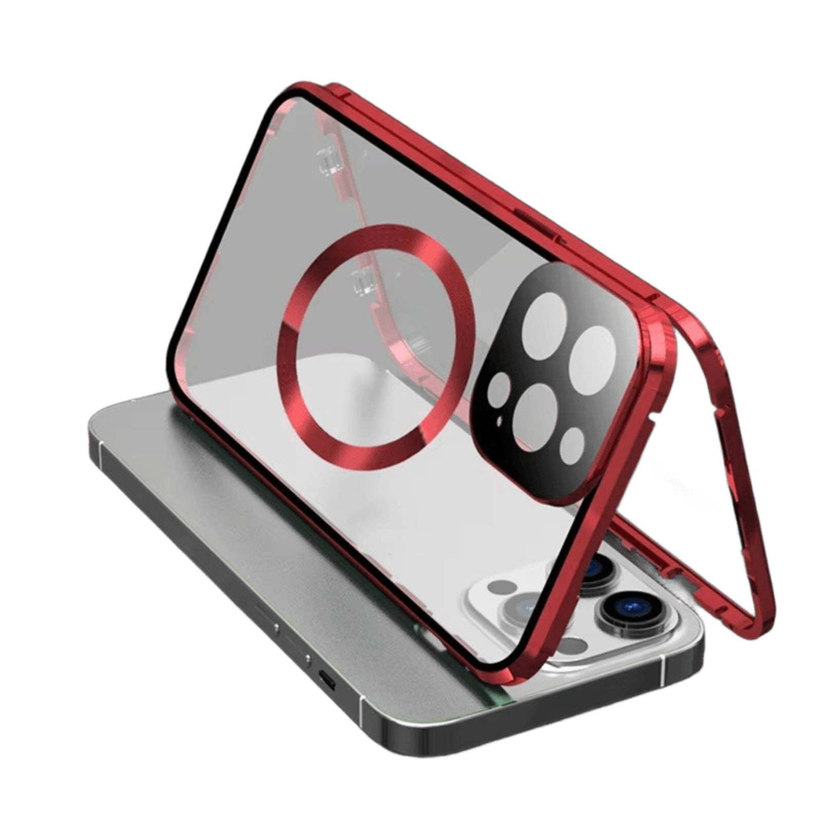 Case for iPhone 13 Pro Max,with Double Sided Magnetic Tempered Glass ...