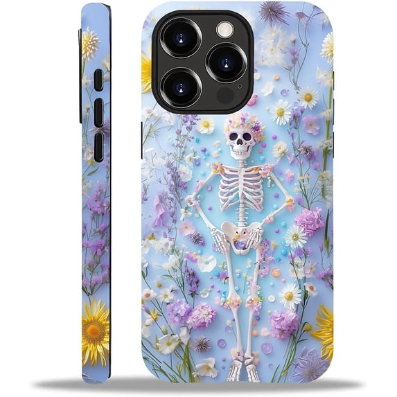 Case for iPhone 13 Pro,Purple Skull Flower Exquisitely Pattern Double ...