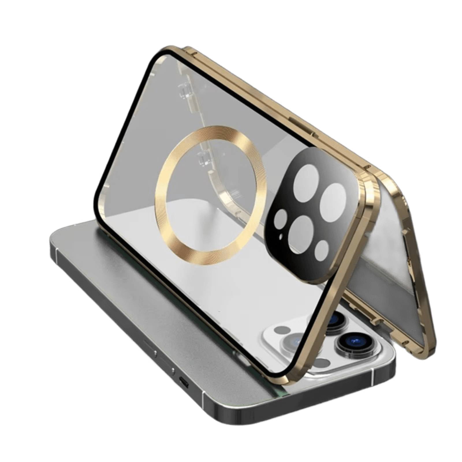 Case for iPhone 13 Pro,with Double Sided Magnetic Tempered Glass cases ...