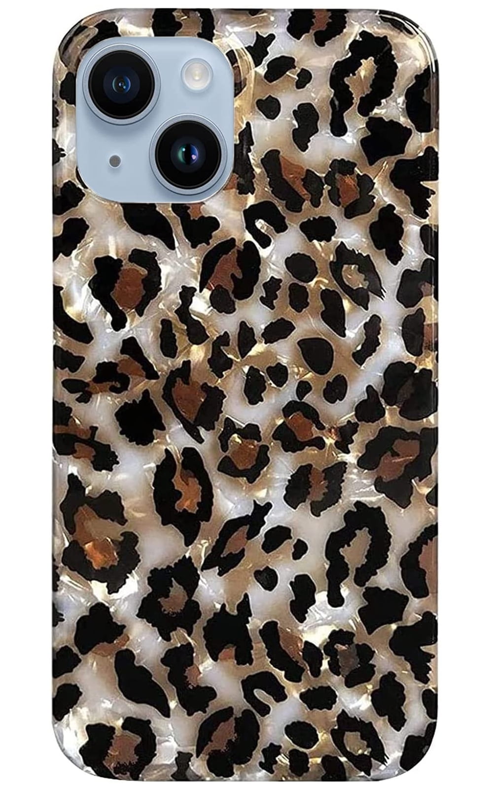 Walmart iPhone 14 Plus Case, Sparkle Leopard Print, Silicone Cover, Protective Case, Brown ...