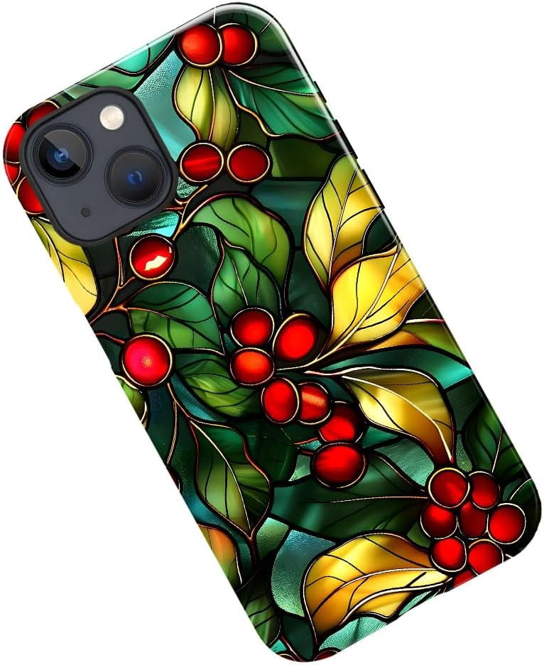 Case for iPhone 14 Plus, Christmas Holly Leaves Red Berries Phone Case ...