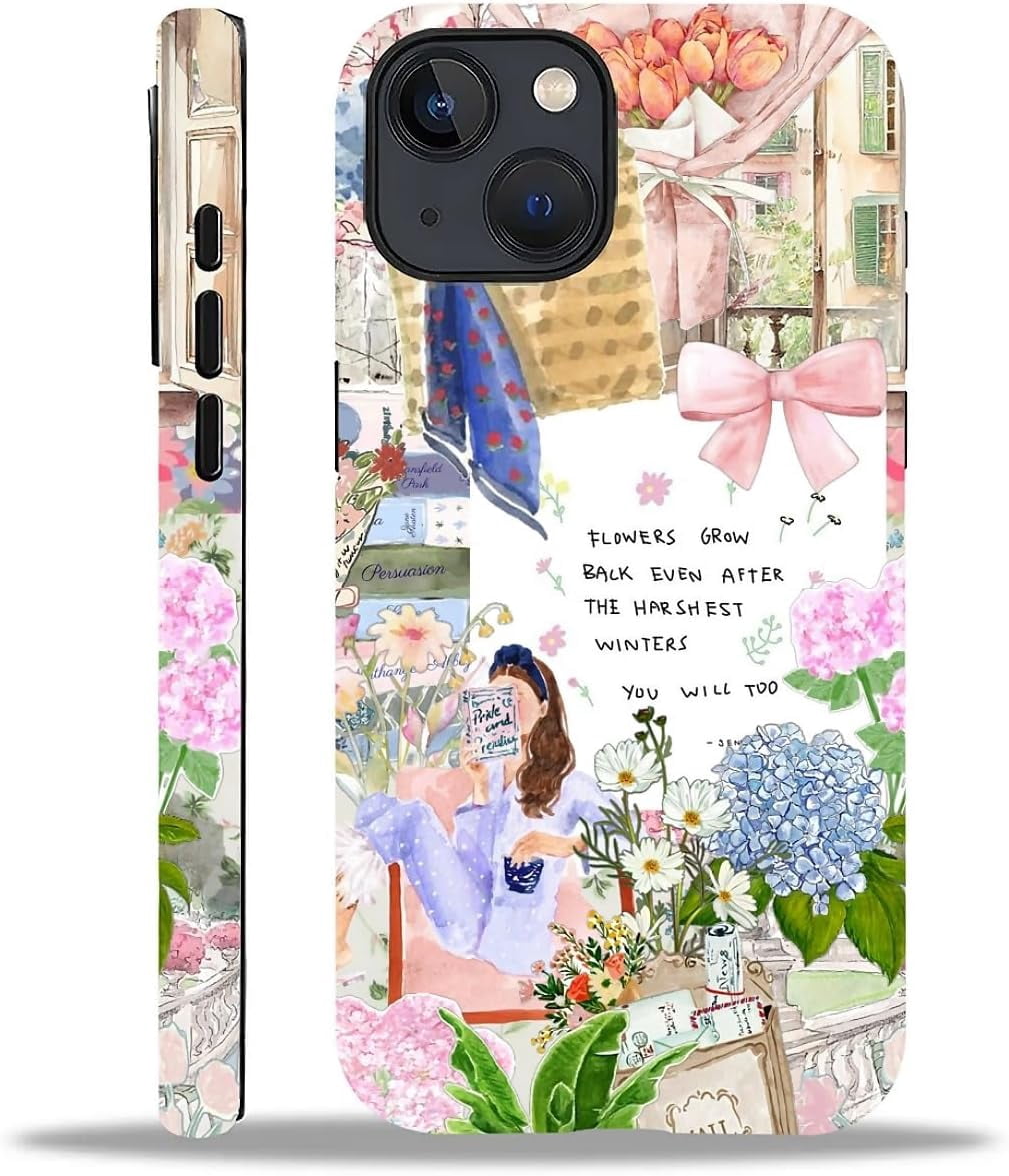 Case for iPhone 14 Plus,Girly Spring Floral Coquette Collage ...