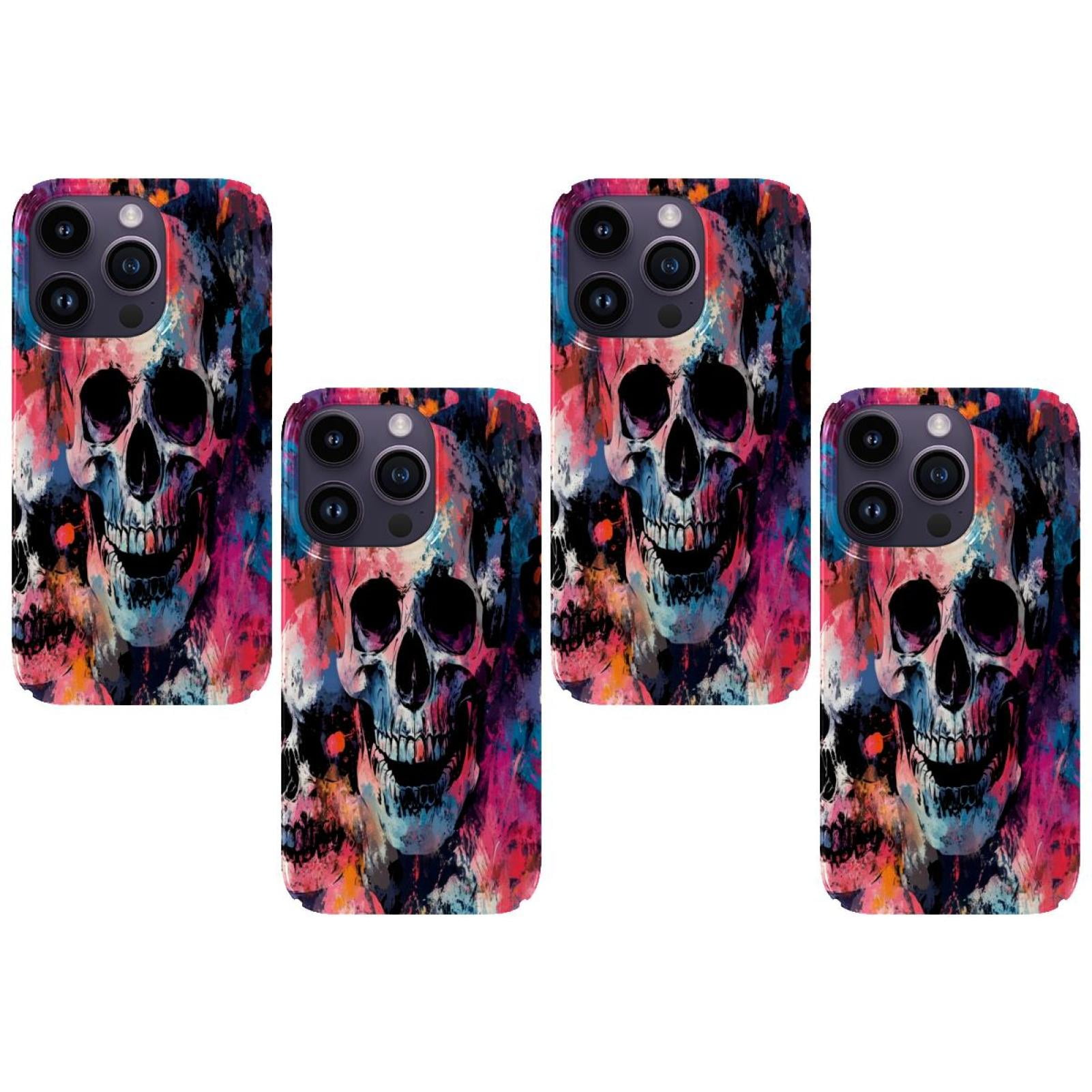 Case for iPhone 14 Pro 4 Pack Painted Skull Printed PBT Shockproof ...