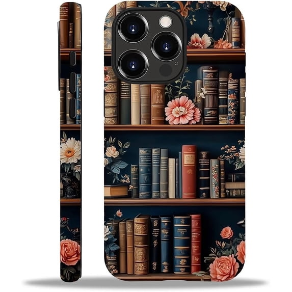 Case for iPhone 14 Pro Max,Flower Bookshelf Exquisitely Pattern Double ...