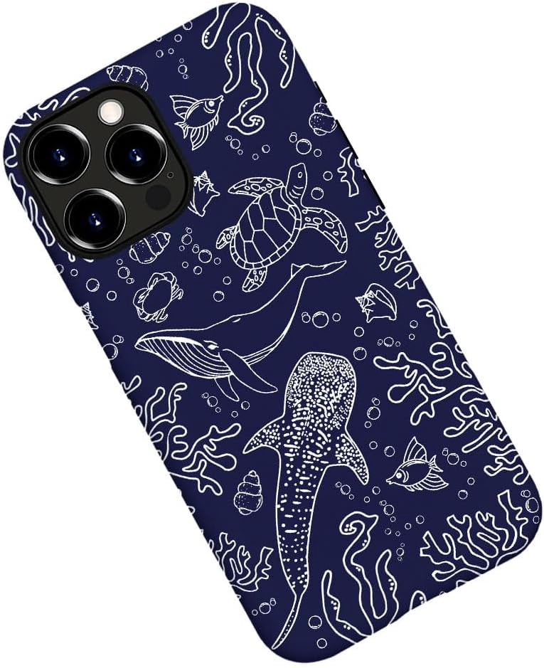 Case for iPhone 14 Pro Max, Whale Shark Seaweed Turtle Sealife Phone ...