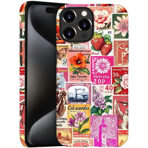 Case for iPhone 14 Pro, Strawberry Rose Stamps Phone Case Slim Silicone ...