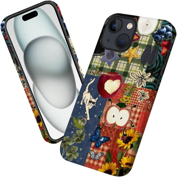 Case for iPhone 14, Retro Art Collage Patchwork Phone Case Military ...