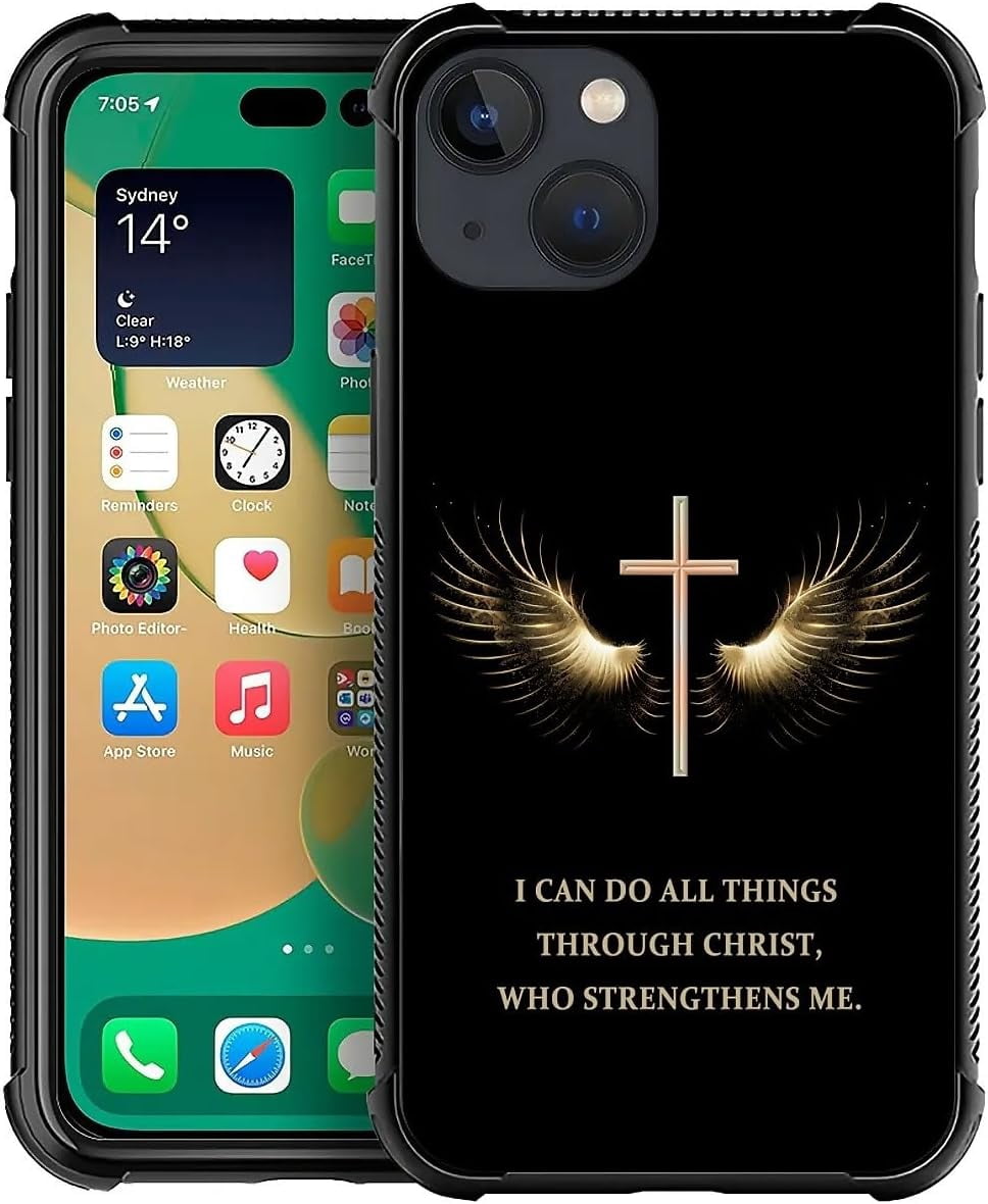 Case for iPhone 14 W Bible Cross Wing Pattern Design Case for Women ...