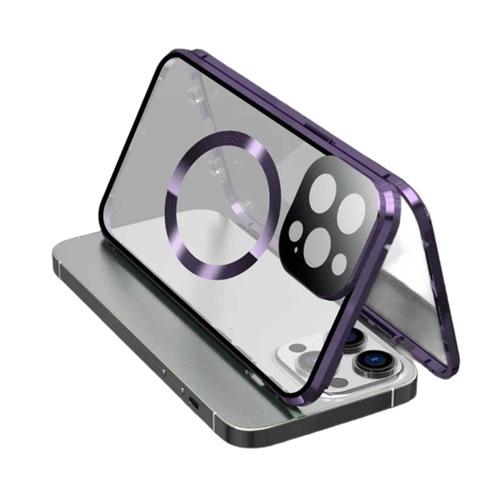 Case for iPhone 15,with Double Sided Magnetic Tempered Glass cases ...