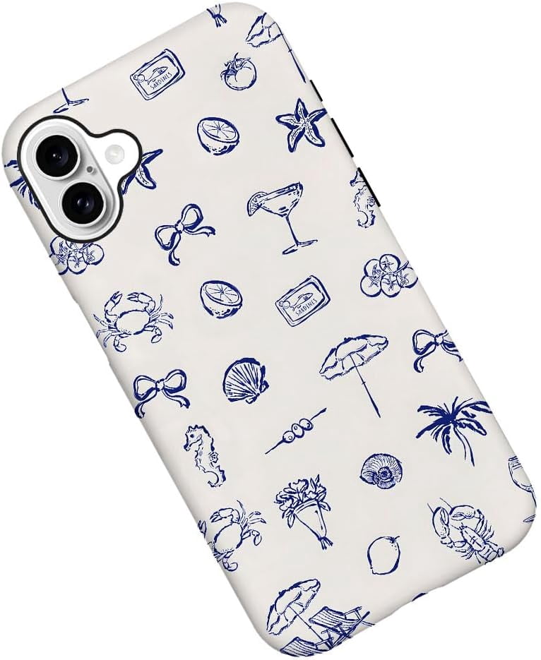 Case for iPhone 16, Coastal Sea Blue Summer Phone Case Military-Grade ...