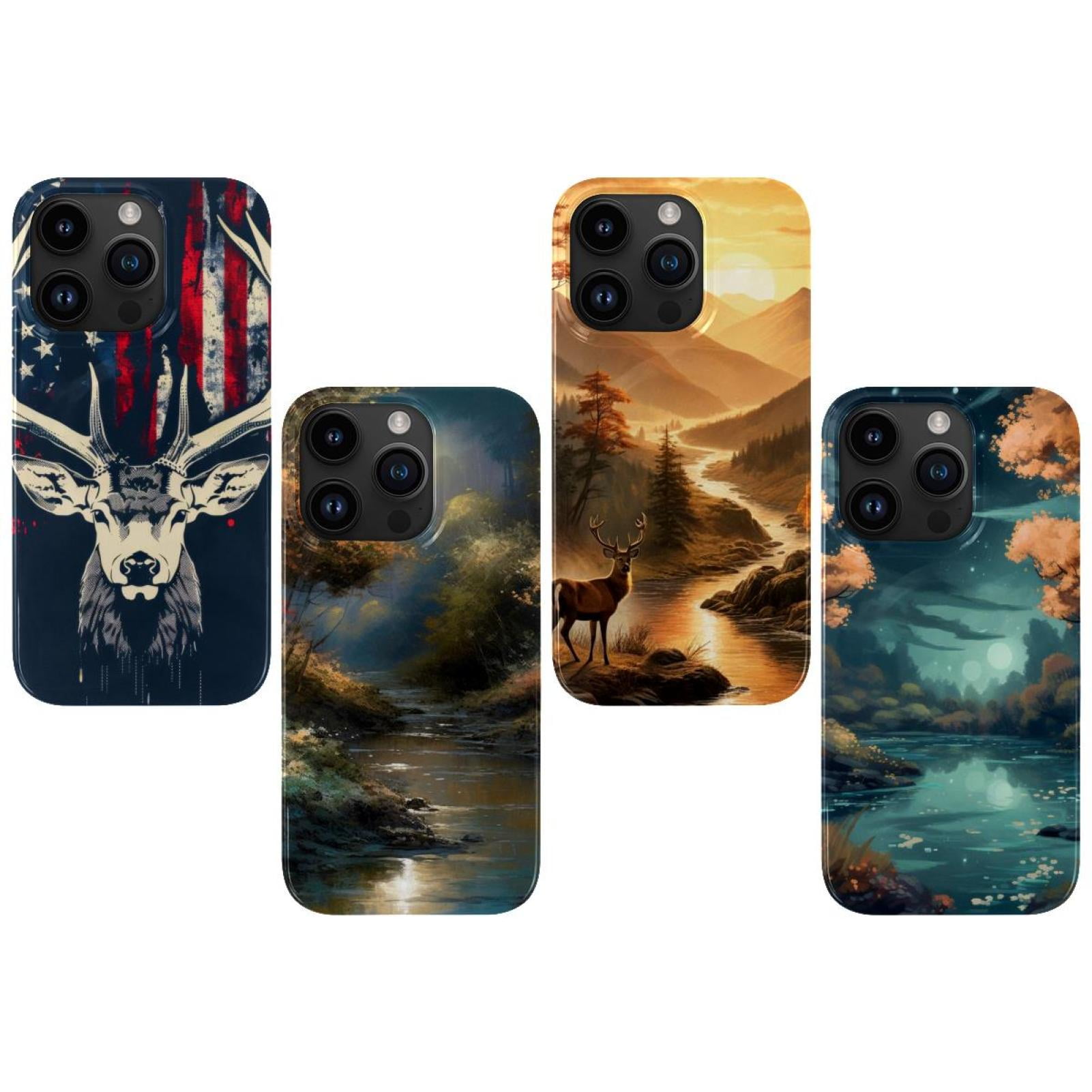 Case for iPhone 16 Pro 4 Pack American Flag Deer Printed PBT Shockproof ...
