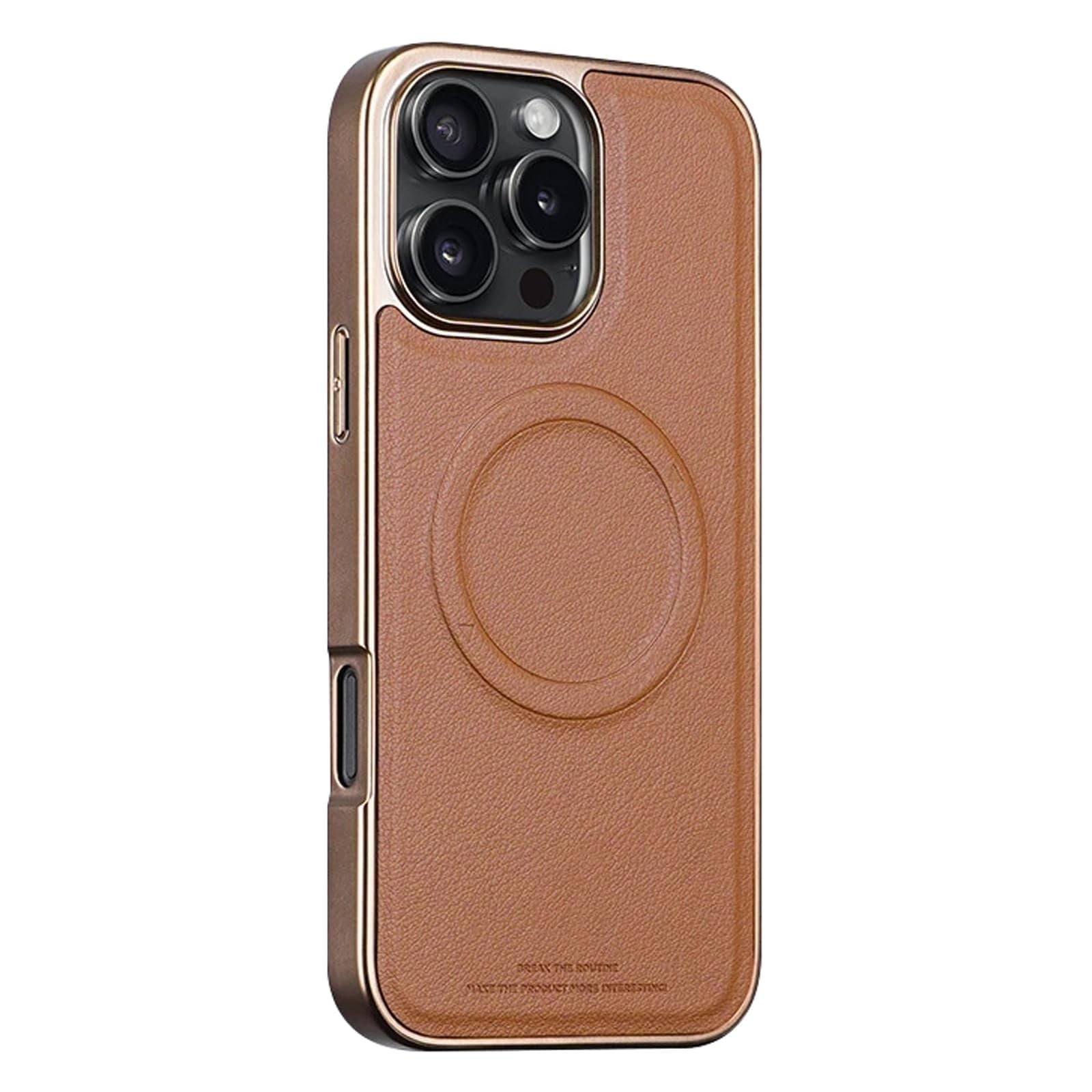 Case for iPhone 16 Pro Max/16 Pro/16, Electroplated Frame Lychee ...