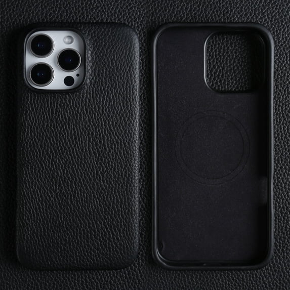 Case for iPhone 16 Pro Max/16 Pro/16 Plus/16, Genuine Leather Slim Protective Cover Anti-Scratch ...