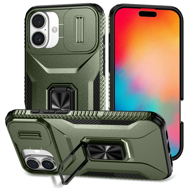 Case for iPhone 16 Pro Max Sliding camera cover, military grade shock resistant protective cover ...