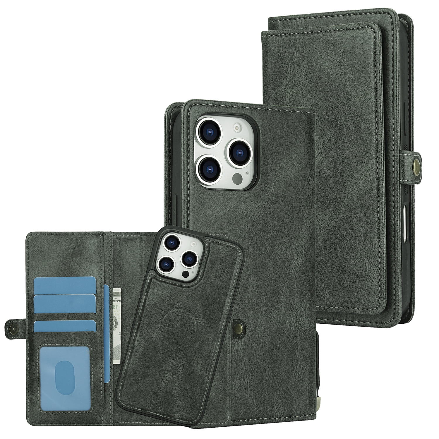 Case for iPhone 16 Wallet detachable protective cover with leather flip ...