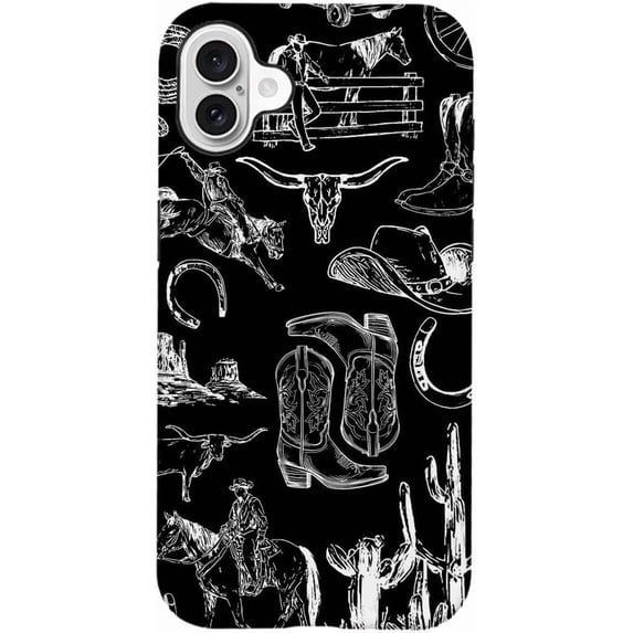 Case for iPhone 16, Western Country Cowboy Black Collage Phone Case ...