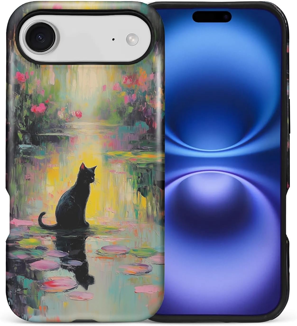 Case for iPhone 17 Air,Oil Painting Black Cat Exquisitely Pattern ...