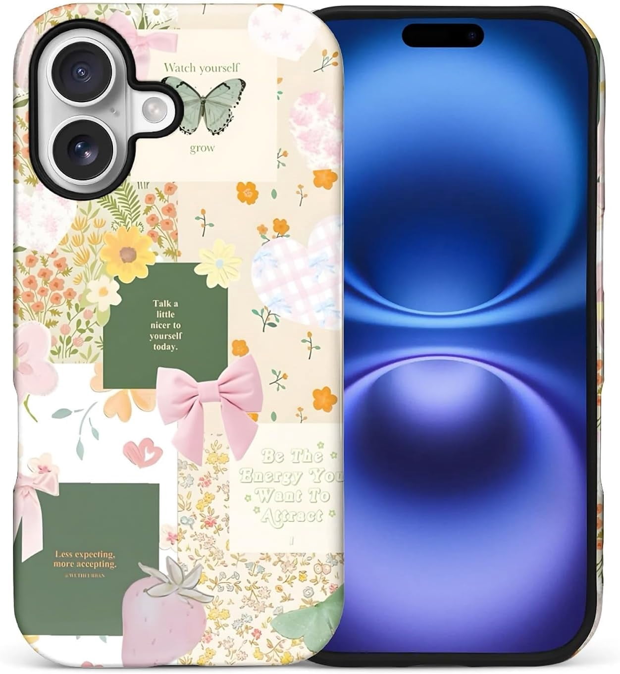 Case for iPhone 17,Love Bow Collage Exquisitely Pattern Double ...