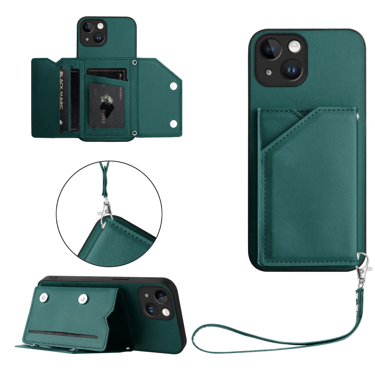 Case for iPhone 7G Wallet Case with Credit Card Holder and Lanyard ...