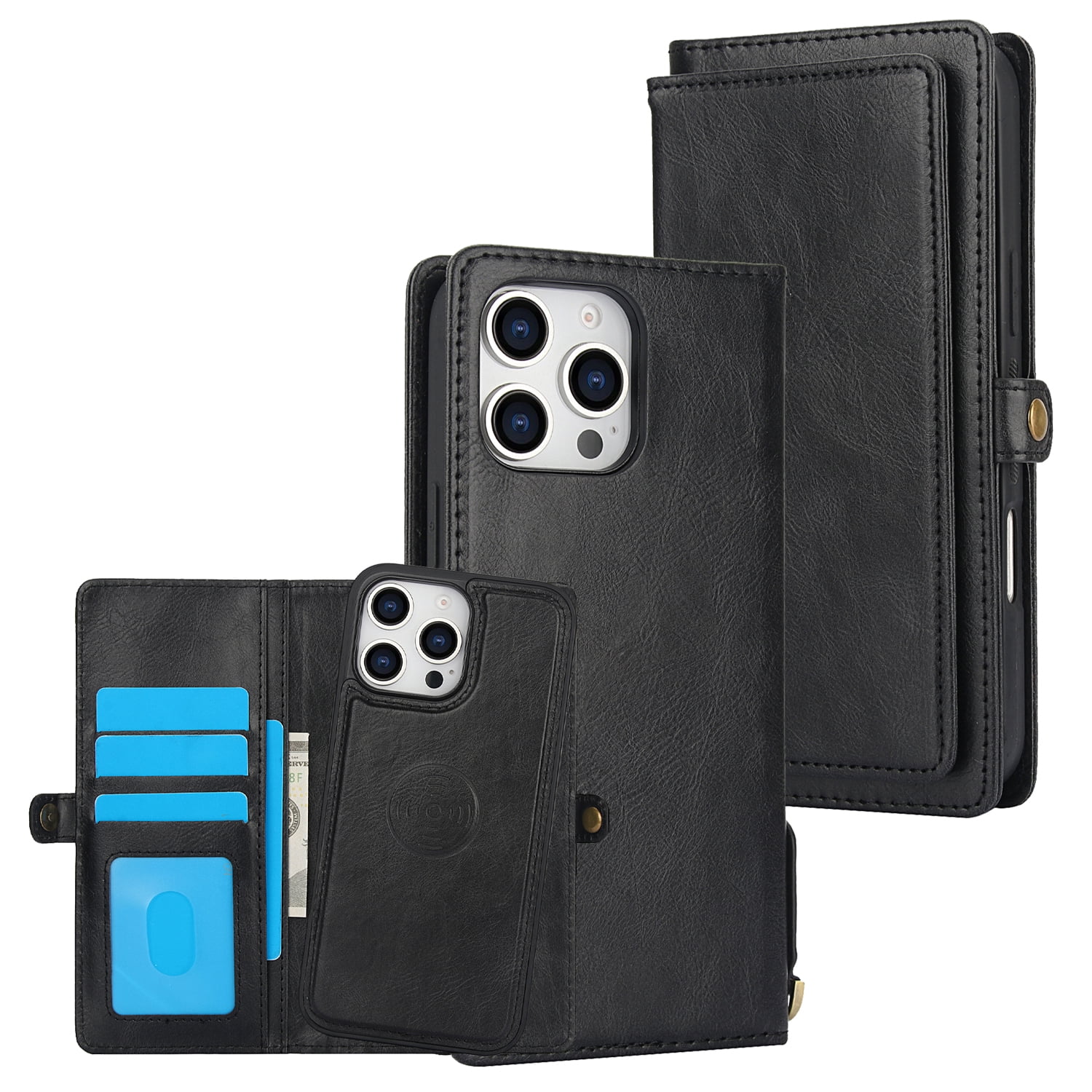 Case for iPhone 8 plus Wallet detachable protective cover with leather ...