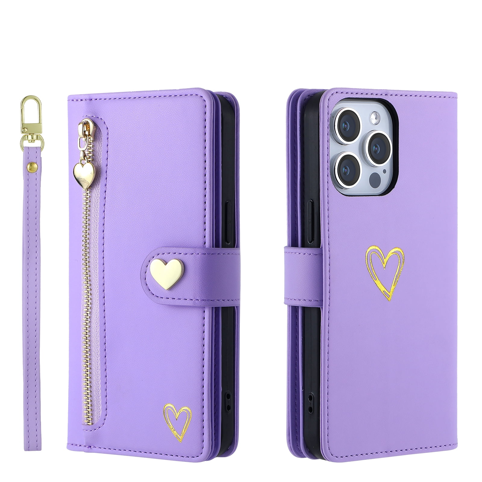 Case for iPhone 8 plus Wallet phone case with zipper pocket, wrist ...