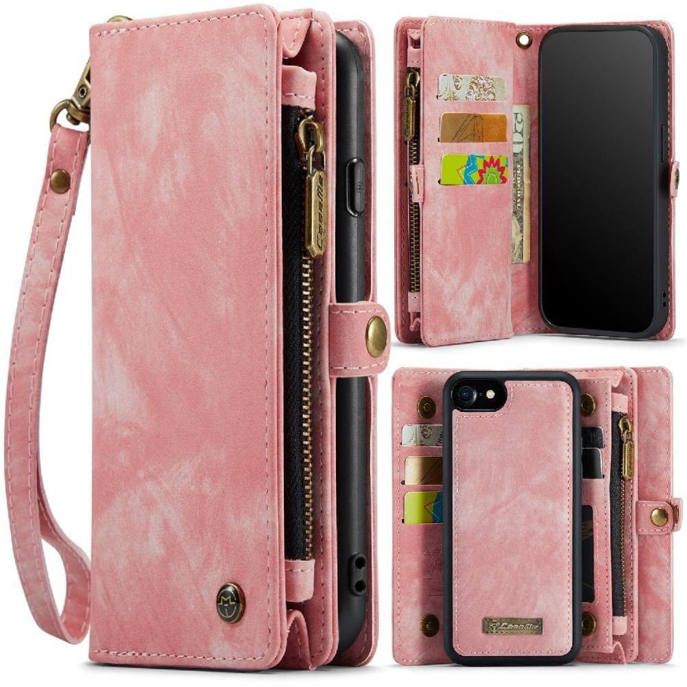 Case for iPhone SE3/SE2 Wallet Cover Trifold with Detachable Card ...
