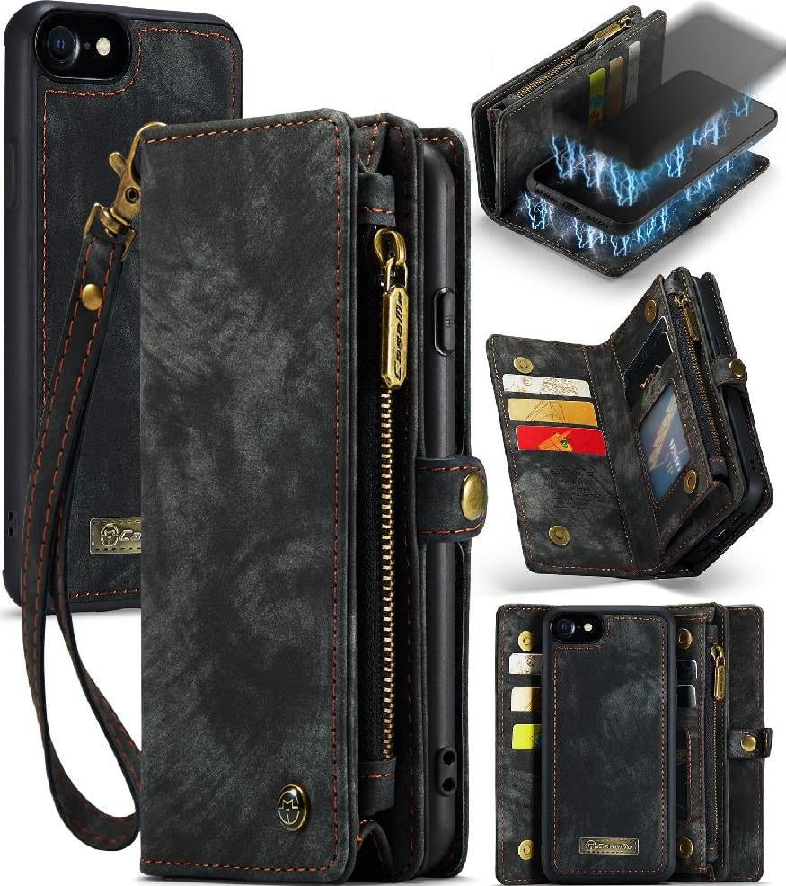 Case for iPhone SE3/SE2 Wallet Cover Trifold with Detachable Card ...