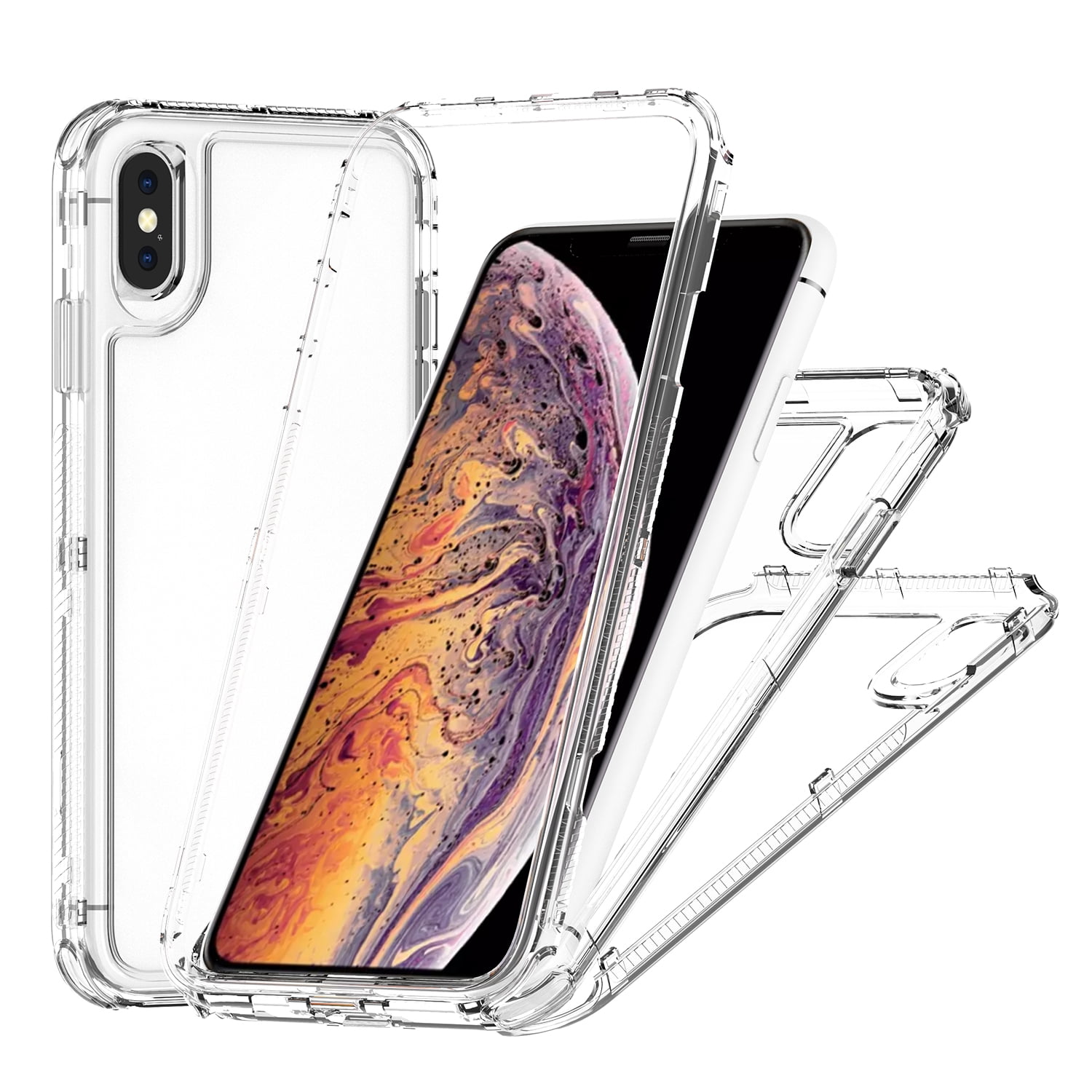Case for iPhone Xs Max 3-in-1 Clear Bumper Cover with Shockproof TPU ...