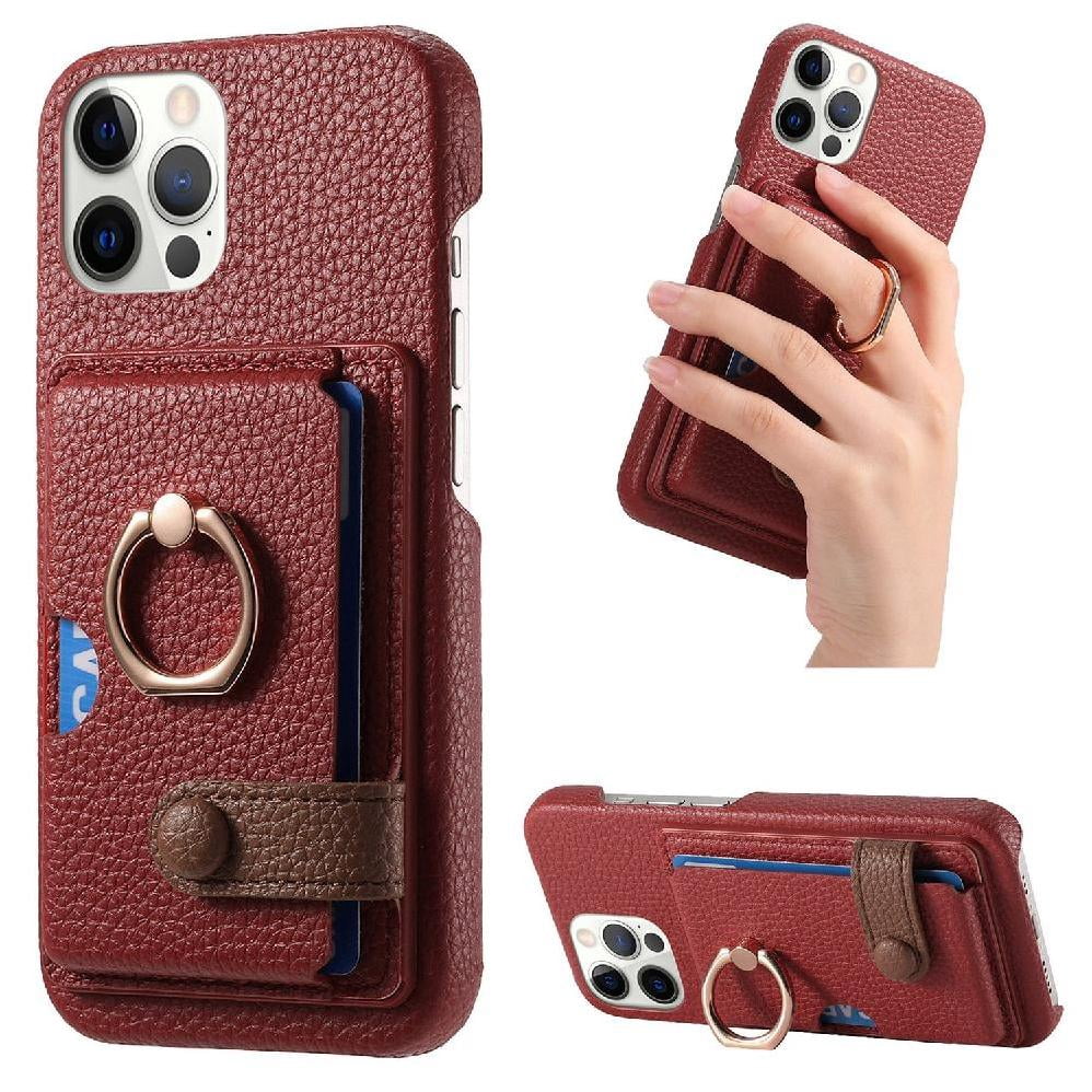 Case for iphone 12 Pro Max Ring Stand Premium Textured Leather Card ...